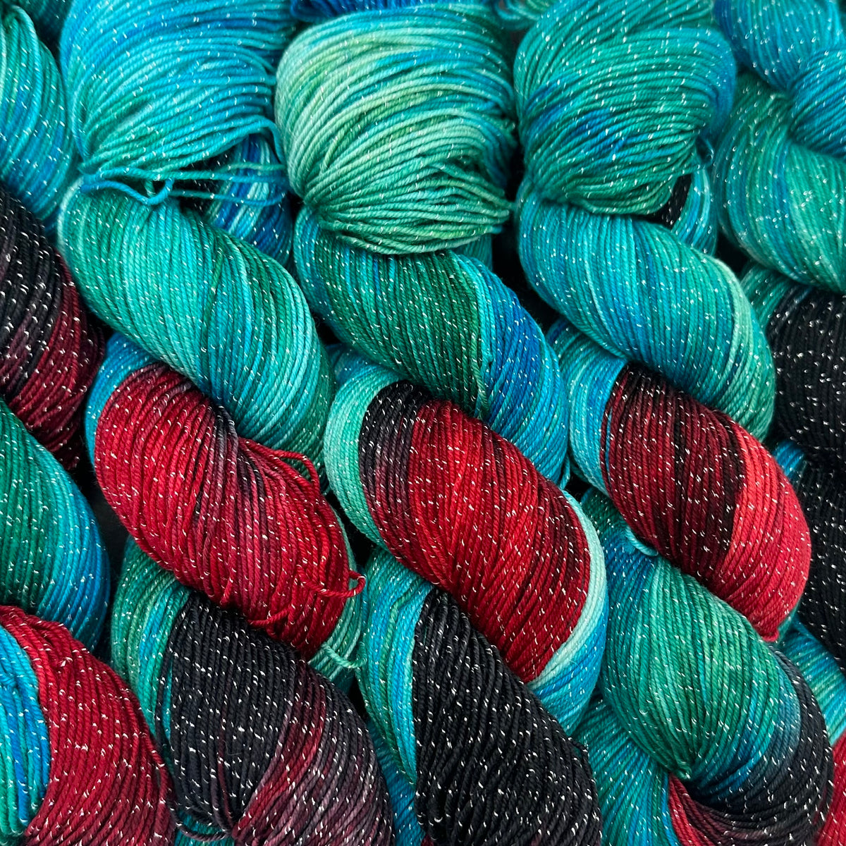 Figment sparkly sock yarn Big Red aka Holland Lighthouse – Deep Dyed Yarns