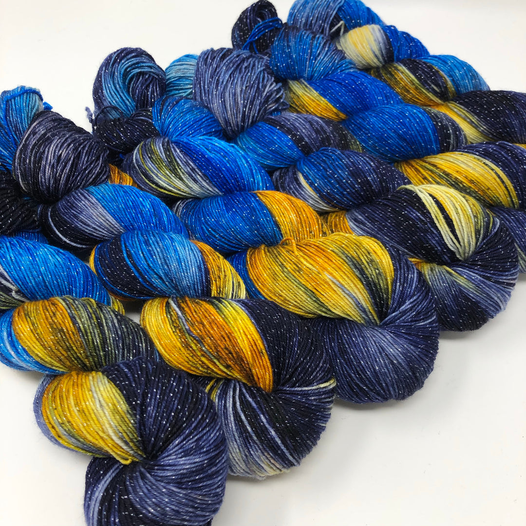 Figment sparkly sock yarn Starry Night – Deep Dyed Yarns